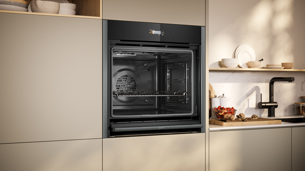 NEFF N70, 60cm Built-in Oven 3.7" Full Touch TFT Display, Graphite Gre ...